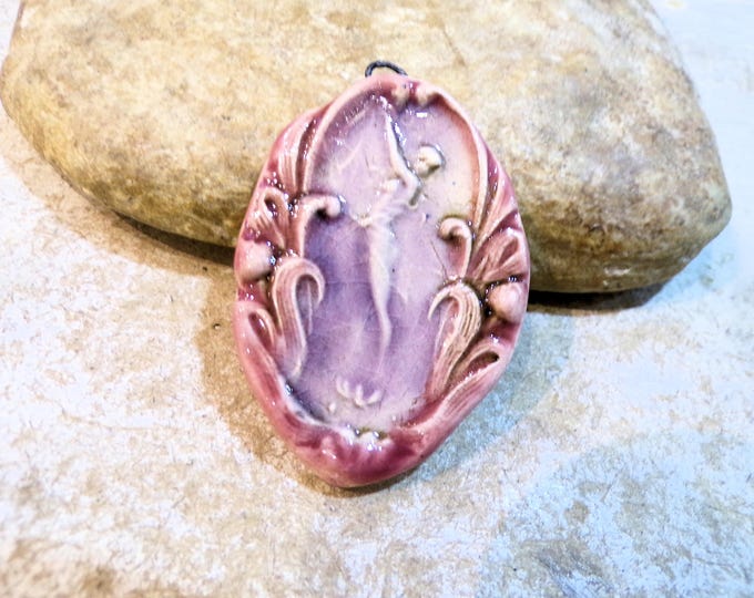 Art Nouveau Nymph Pendant, Spring, Ceramic, Jewelry Craft Supplies ...