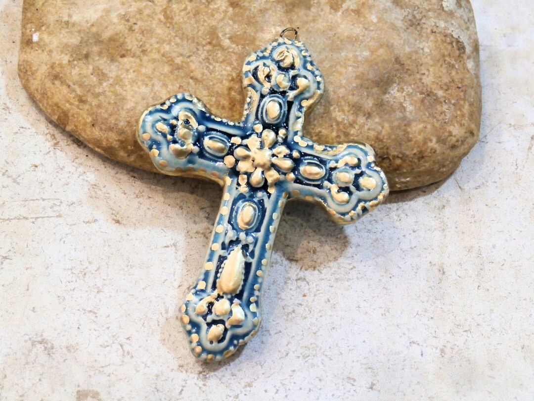 Reserved Chantal.large Cross Pendant, XXL Pendant, Artisanal Ceramic ...