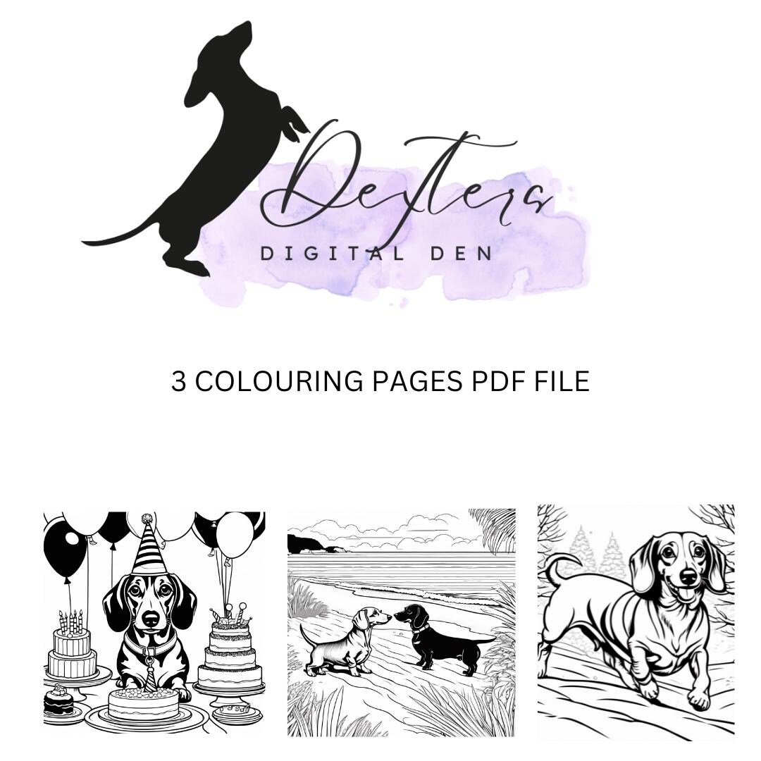 Printable Dachshund Dog Puppy Colouring Pages Adult Young Children Cute ...