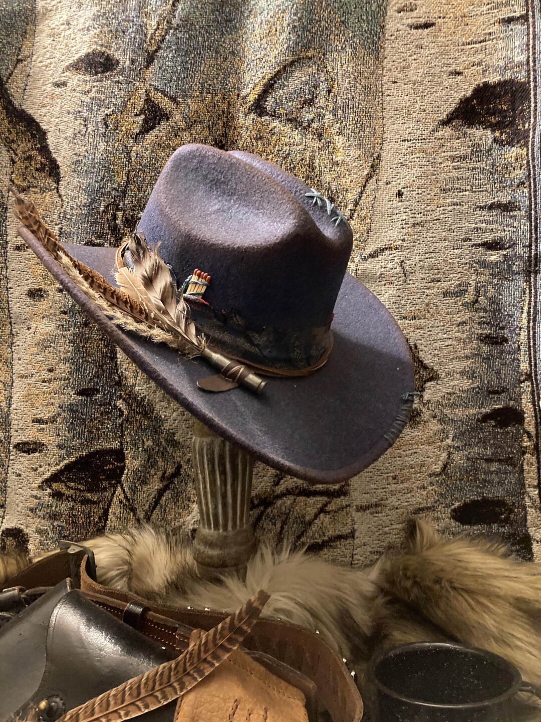 Blue Cattleman’s Crease Cowboy Western Hat: 55cm Size - Etsy