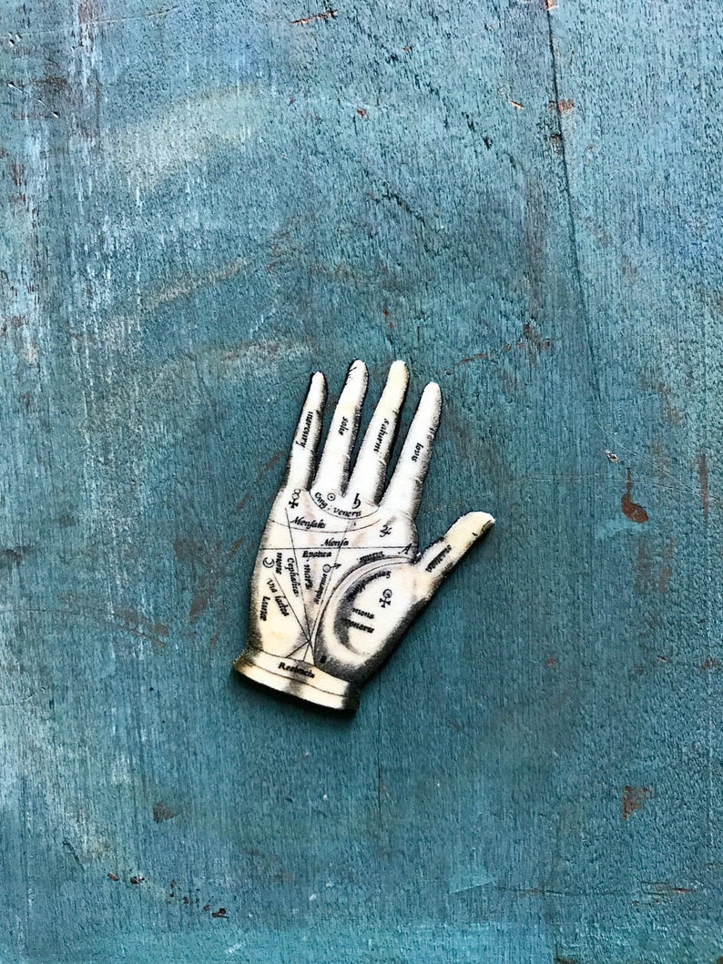 Palmistry Palm Reading Hand Lapel Pin Pinback Button or Necklace With ...