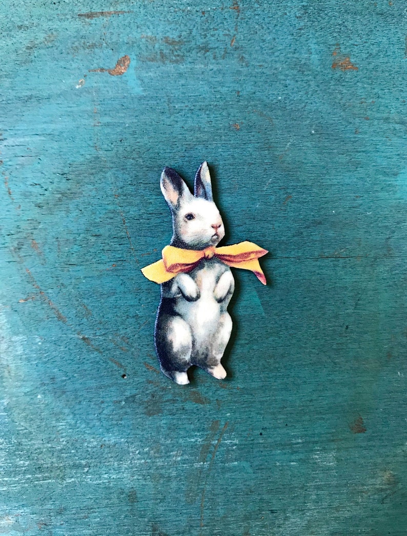 Vintage Bunny Rabbit Pin Button Circus Tie Tack Bow Alice in - Etsy