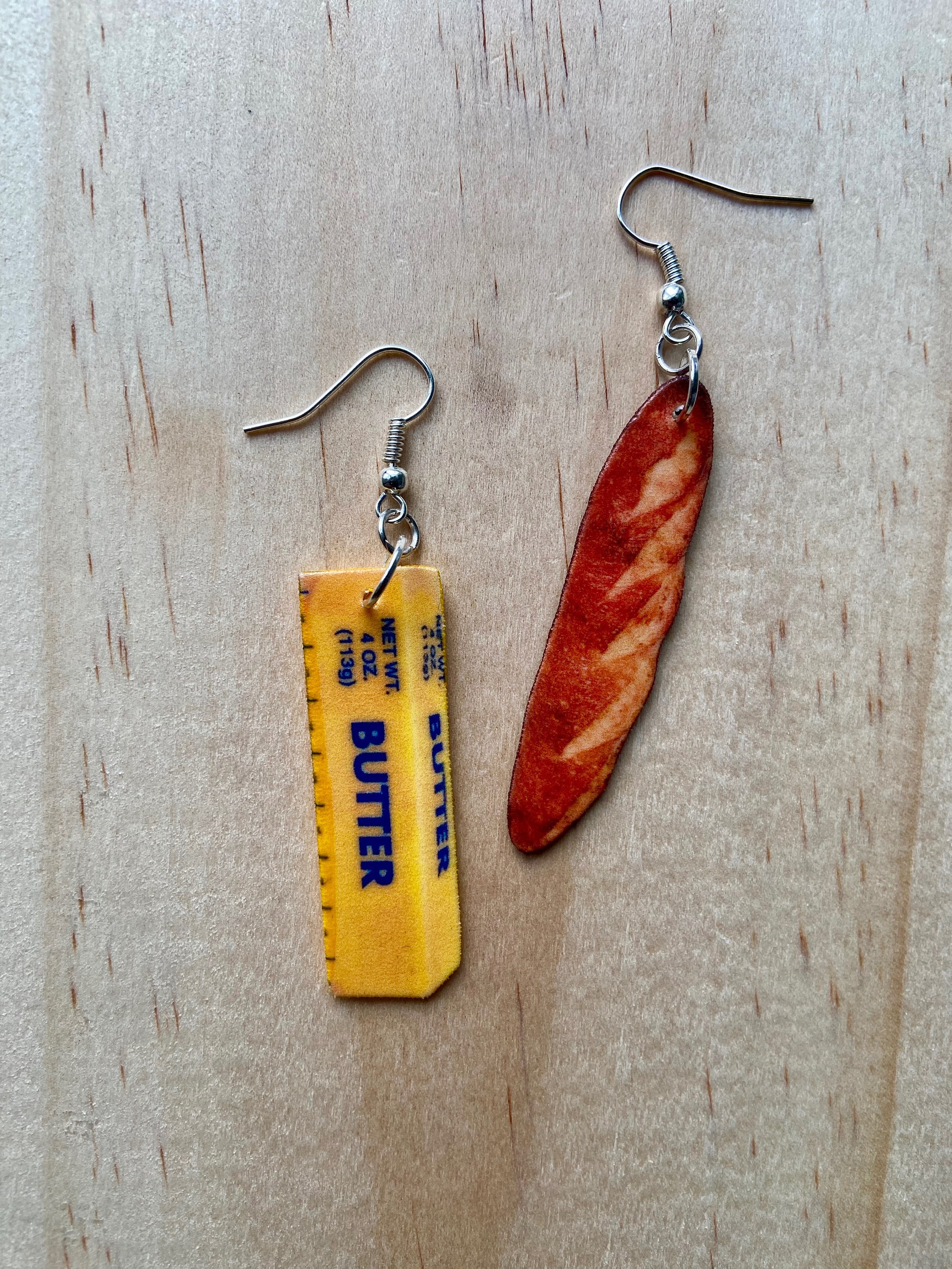 Bread and Butter Earrings Fun Food Novelty Gift Fake Food Earrings ...