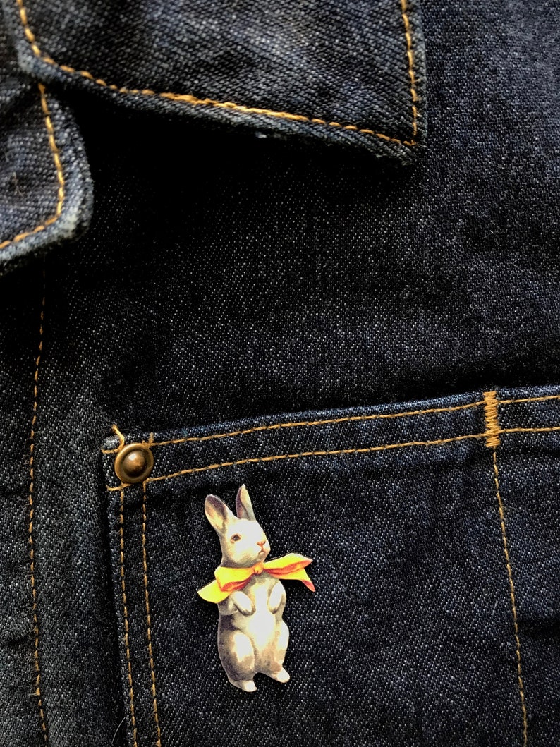 Vintage Bunny Rabbit Pin Button Circus Tie Tack Bow Alice in - Etsy