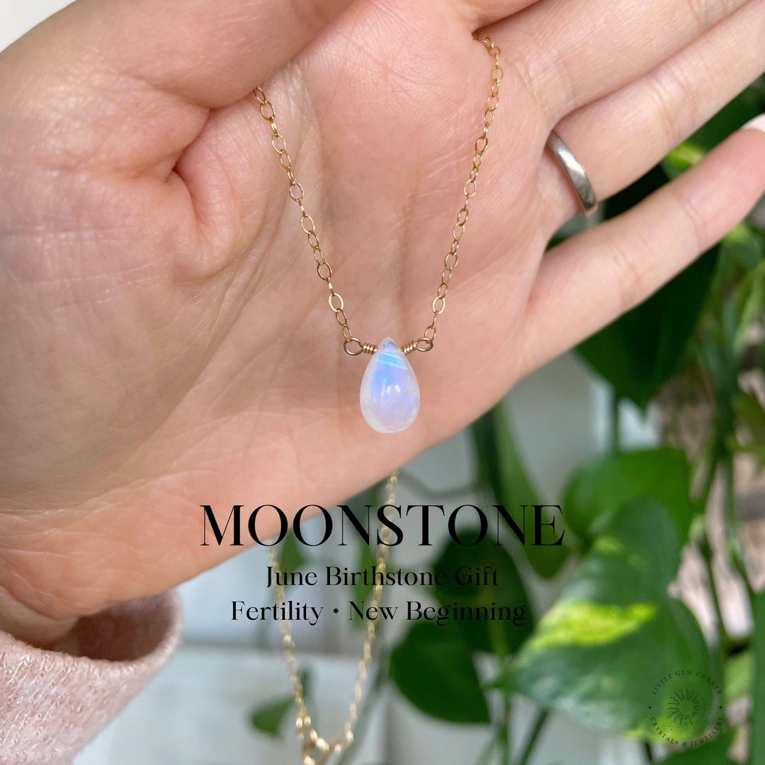 Tear Drop Moonstone Necklace in Sterling Silver and Gold Filled | June ...