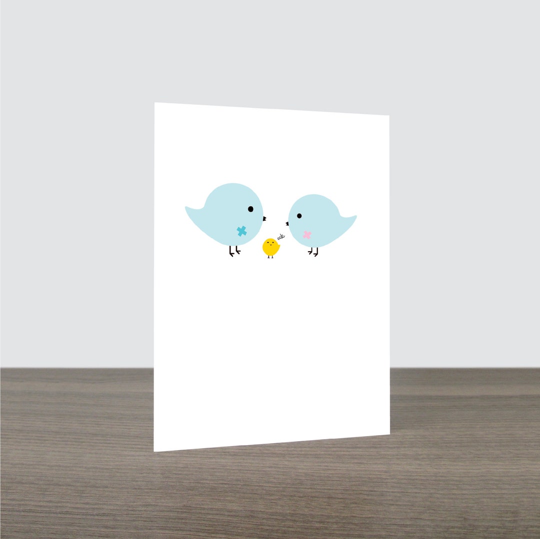 Cute Bird Parents Baby Card - New Born Card, Bird Card, New Parents ...