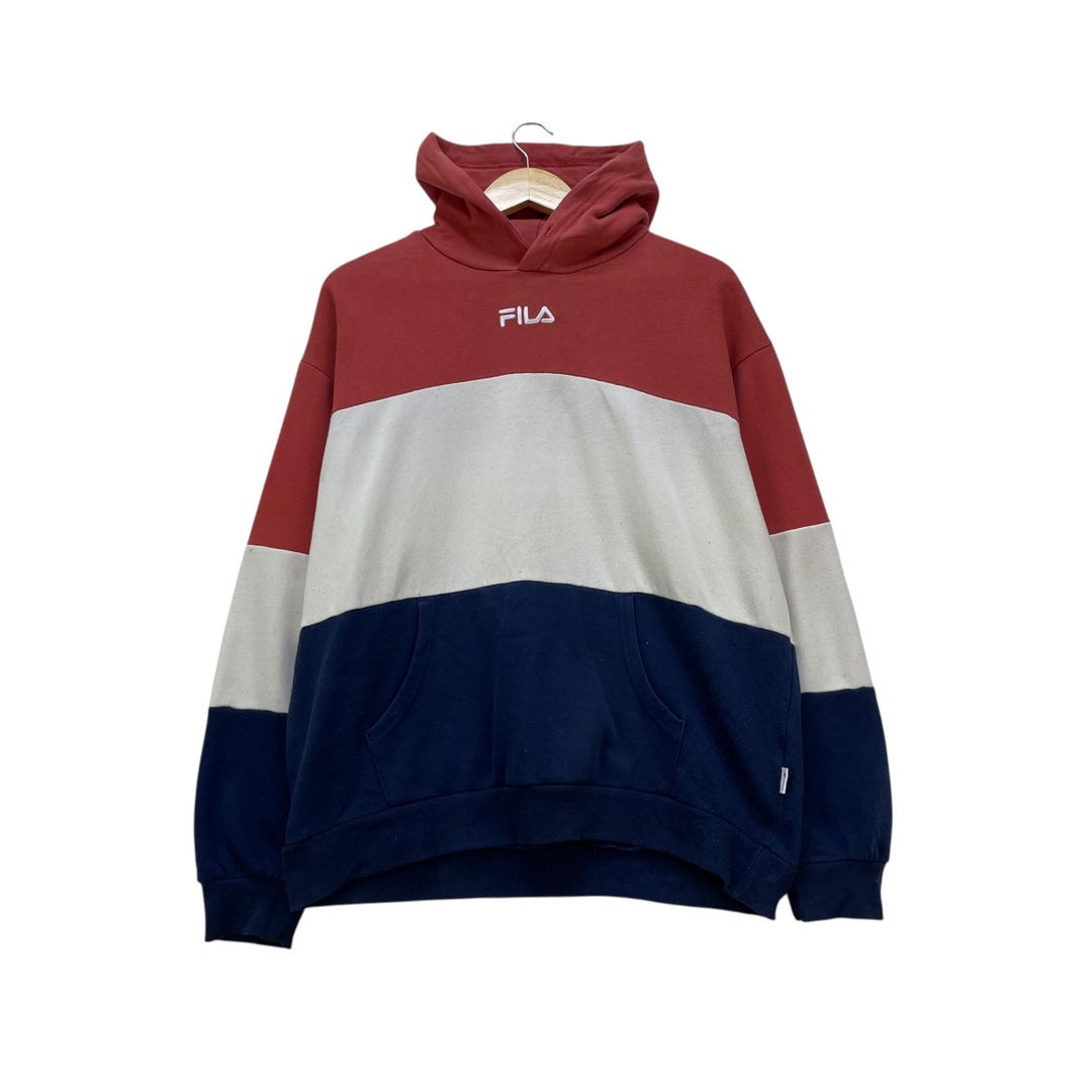 Vintage Fila Colour Block Tricolor Hoodie - Etsy