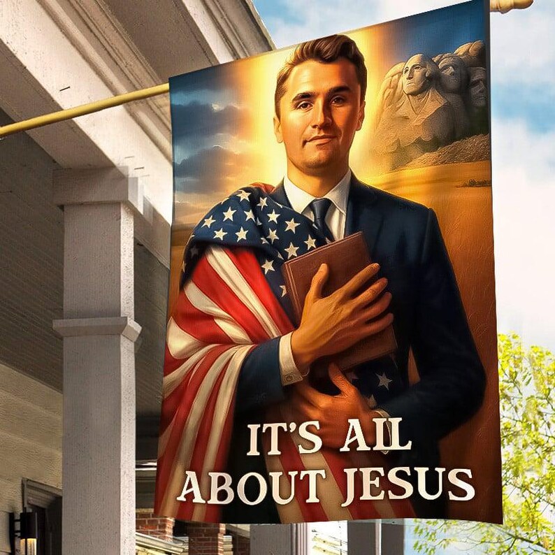 Charlie Kirk It's All About the Jesus American Flag, Turning Point USA ...