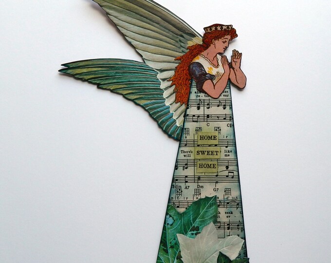 Angel Paper Art Doll: Vintage Sheet Music Collage, Home Decor - Etsy