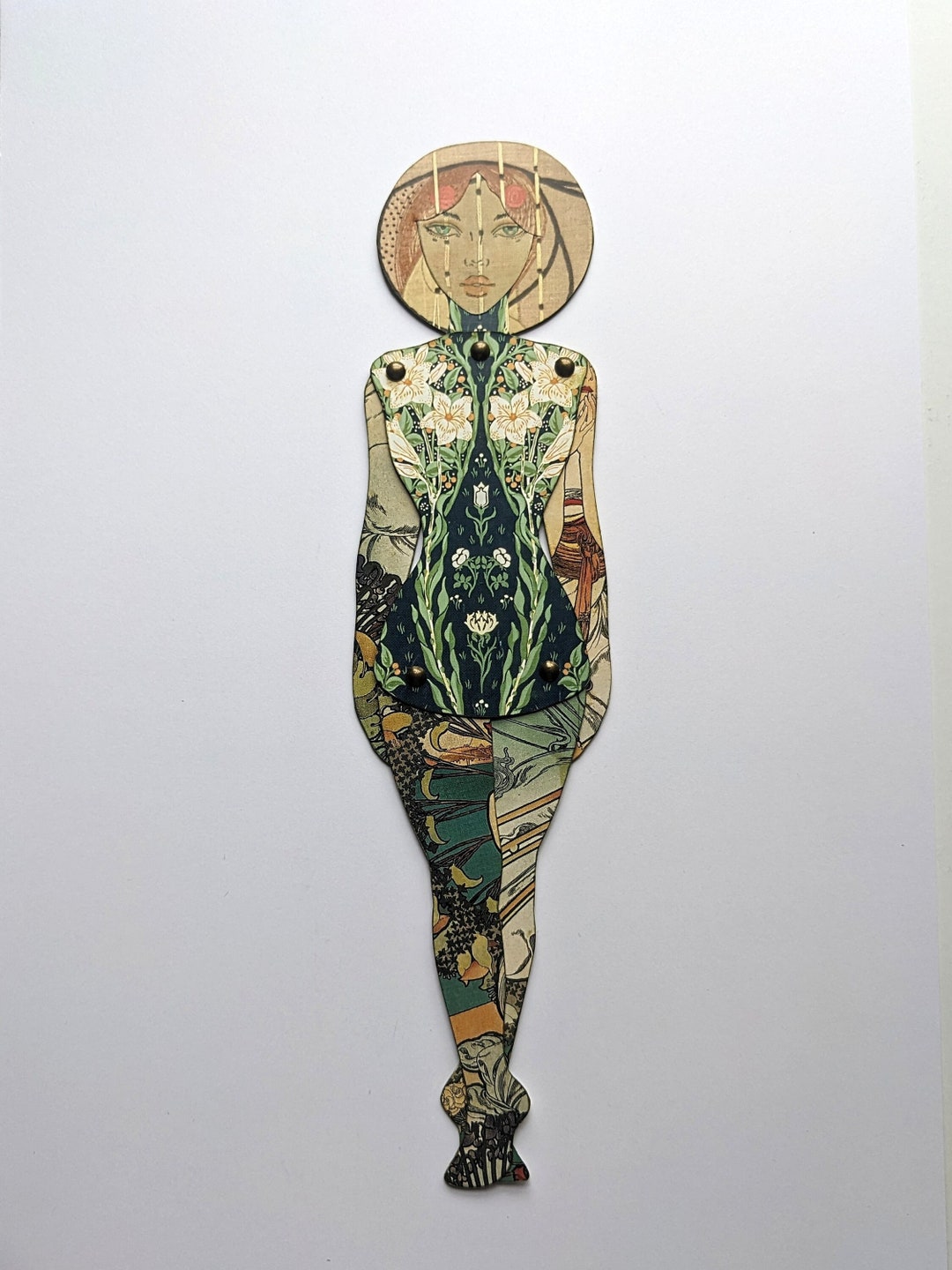 Floral Paper Doll Bookmark, Gift for Friend, Paper Doll, Articulated ...