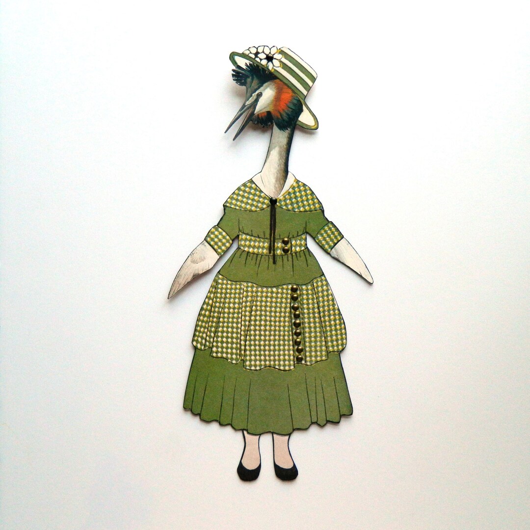 Great Crested Grebe Bird Paper Doll Wall Decor, Anthropomorphic Paper ...