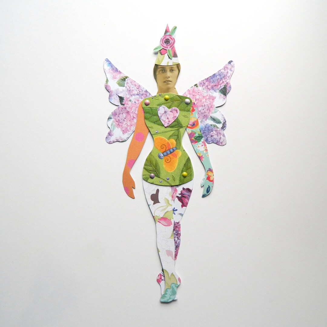 Fairy Paper Doll for Collage, Scrapbooking and Journaling, Floral ...