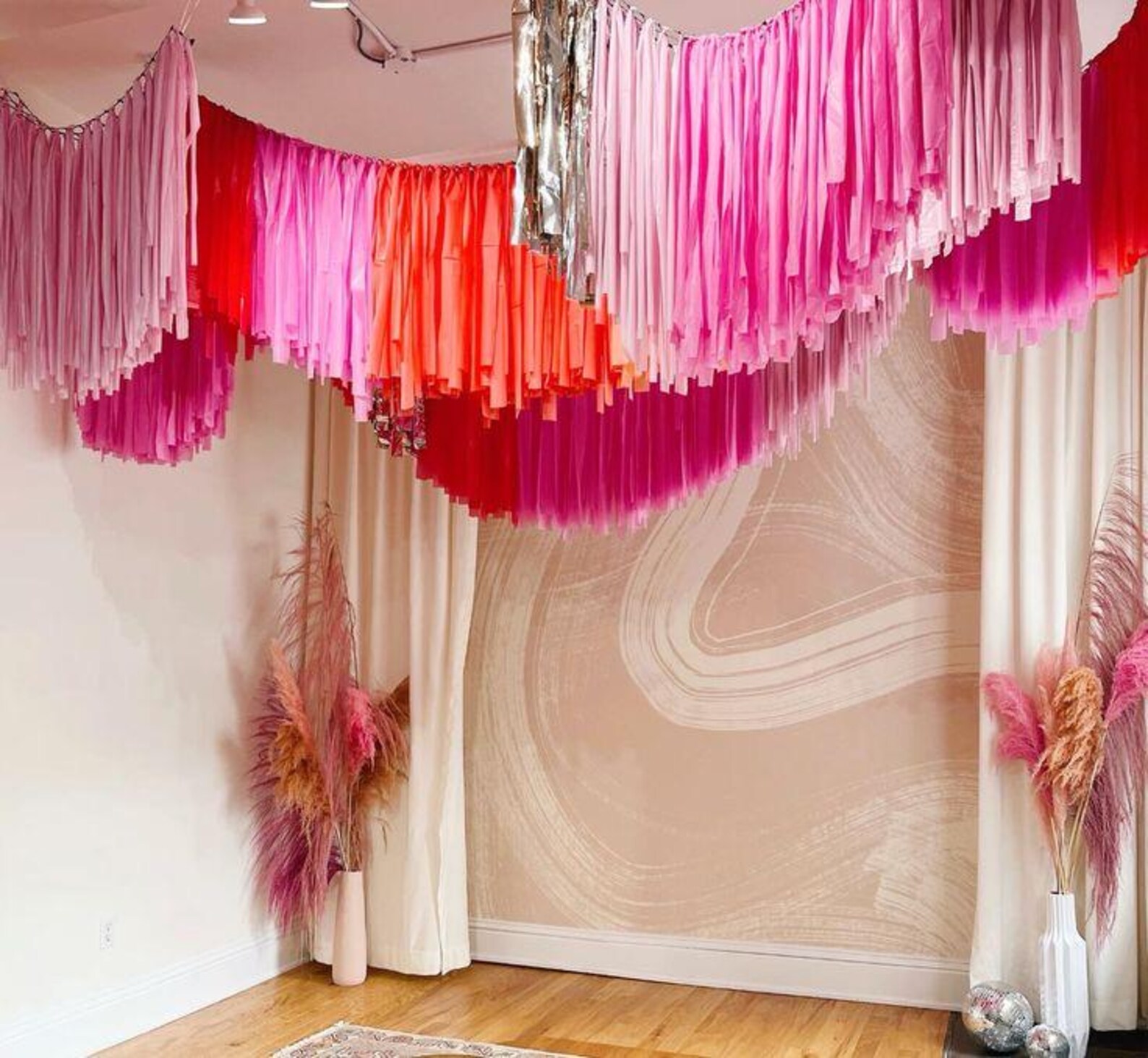 Custom Fringe Ceiling Aerials With Tassels Personalized Party Backdrop ...