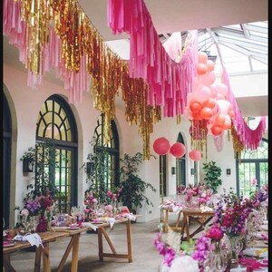 Custom Fringe Ceiling Aerials With Tassels Personalized Party Backdrop ...