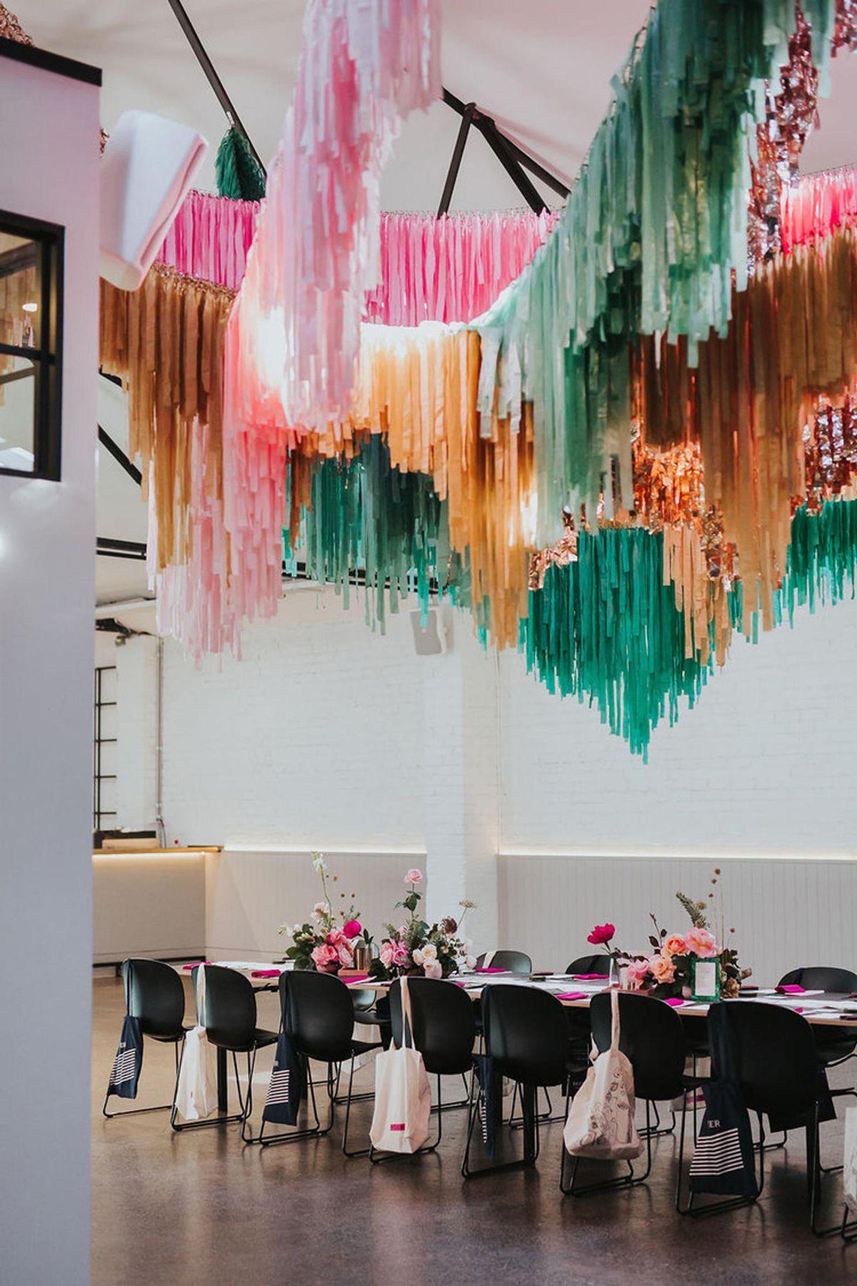 Custom Fringe Ceiling Aerials With Tassels Personalized Party Backdrop ...