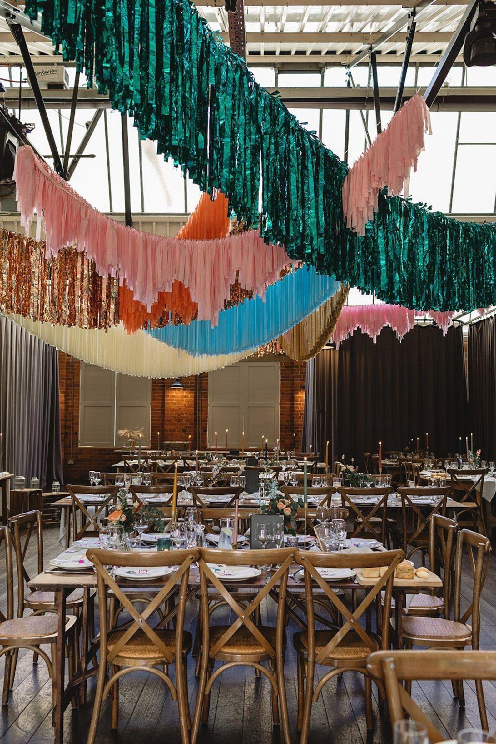 Custom Fringe Ceiling Aerials With Tassels Personalized Party Backdrop ...