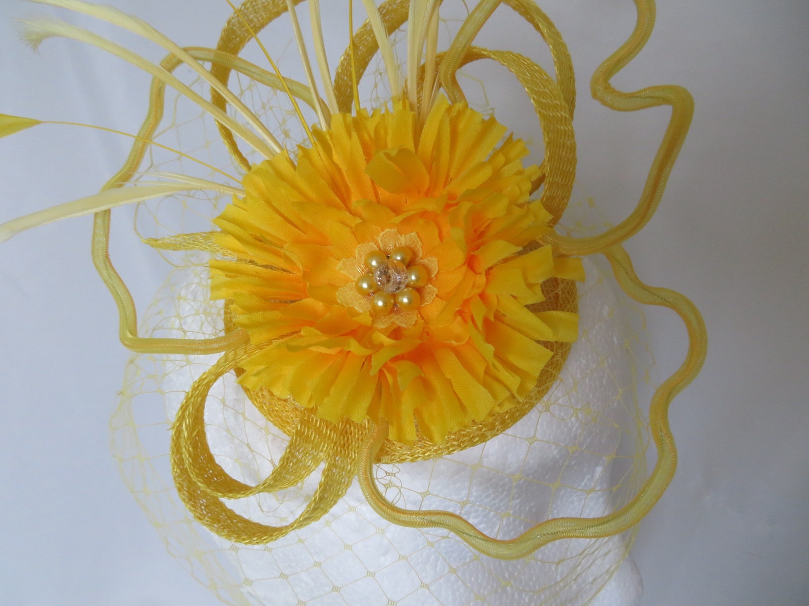 Yellow Bespoke Fascinator Hat Canary Buttercup Daisy Flower Cocktail ...