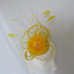 Yellow Bespoke Fascinator Hat Canary Buttercup Daisy Flower Cocktail ...