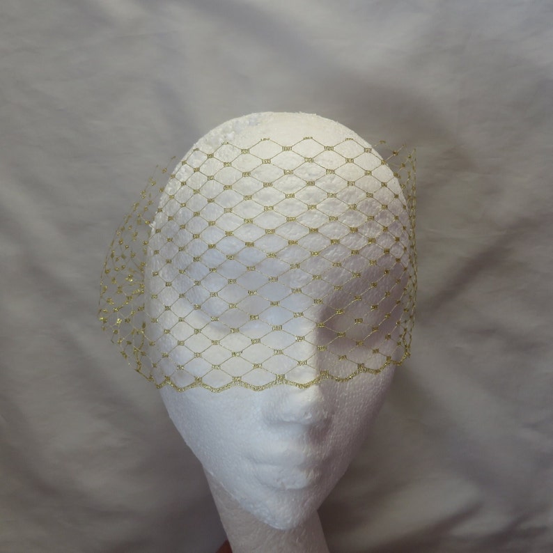 Metallic Gold Narrow Classic Stiff Veiling Bandeau Vintage Eye Veil ...