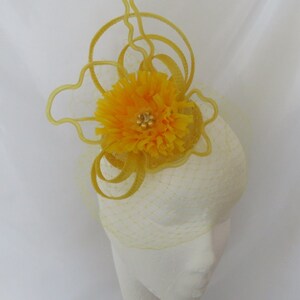 Yellow Bespoke Fascinator Hat Canary Buttercup Daisy Flower Cocktail ...