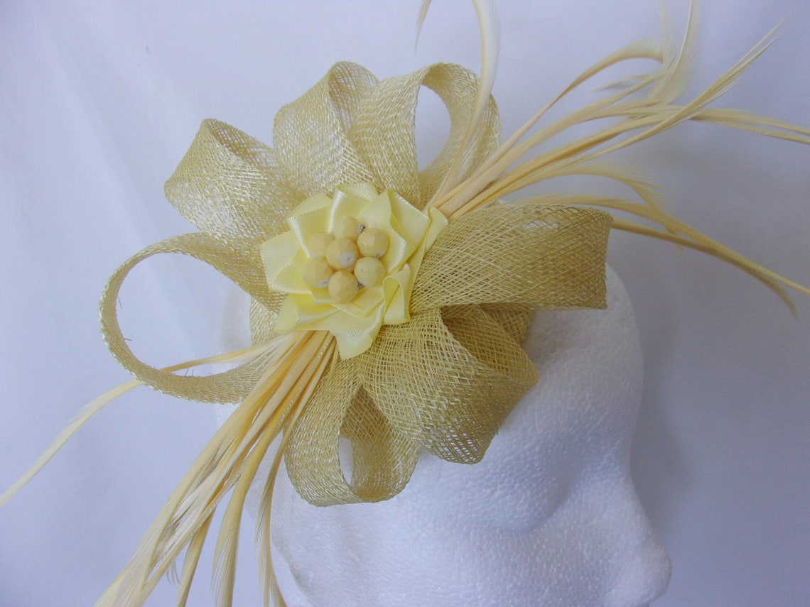 Yellow Fascinator Primrose Lemon Yellows Shades Sinamay Loop | Etsy UK