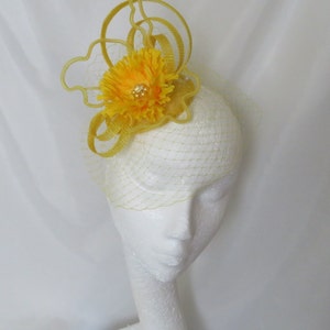 Yellow Bespoke Fascinator Hat Canary Buttercup Daisy Flower Cocktail ...