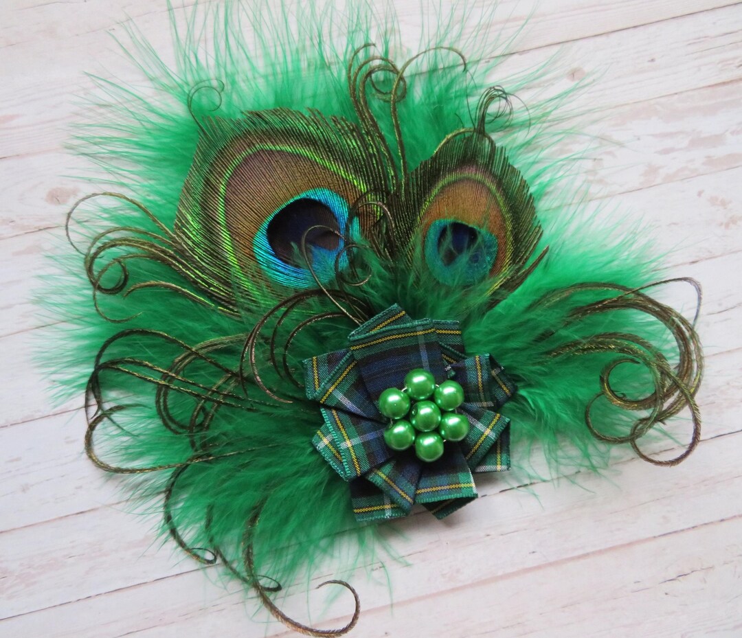 Emerald Green Peacock Feather Fascinator Hair Hat Clip Headpiece With ...