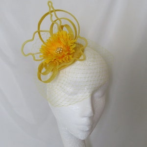 Yellow Bespoke Fascinator Hat Canary Buttercup Daisy Flower Cocktail ...