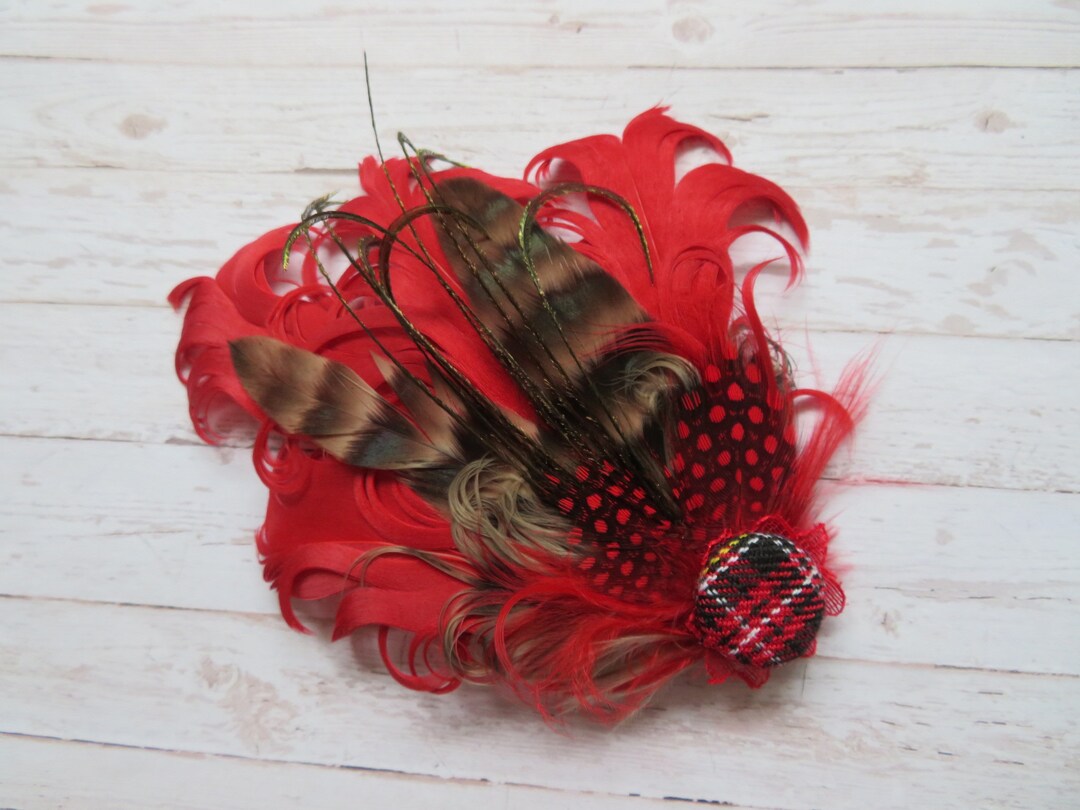 Red & Brown Small Feather Vintage Royal Stewart Tartan Button - Etsy