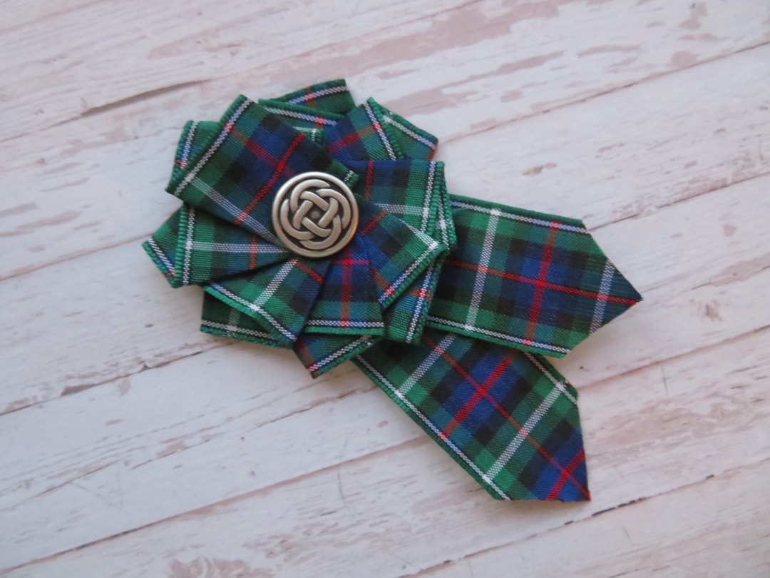 Mackenzie Tartan Brooch Pin – Scottish Plaid Ruffle Rosette, Celtic ...
