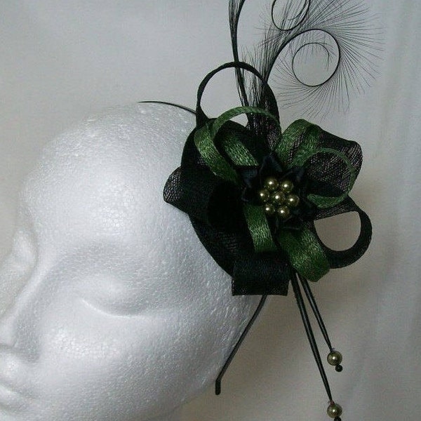Olive and Black Fascinator - Etsy UK
