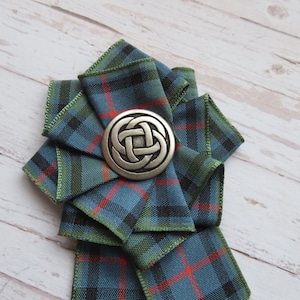 Flower of Scotland Tartan Ruffle Rosette Mini Brooch Pin Scottish Highland Plaid Ribbon Wedding ...