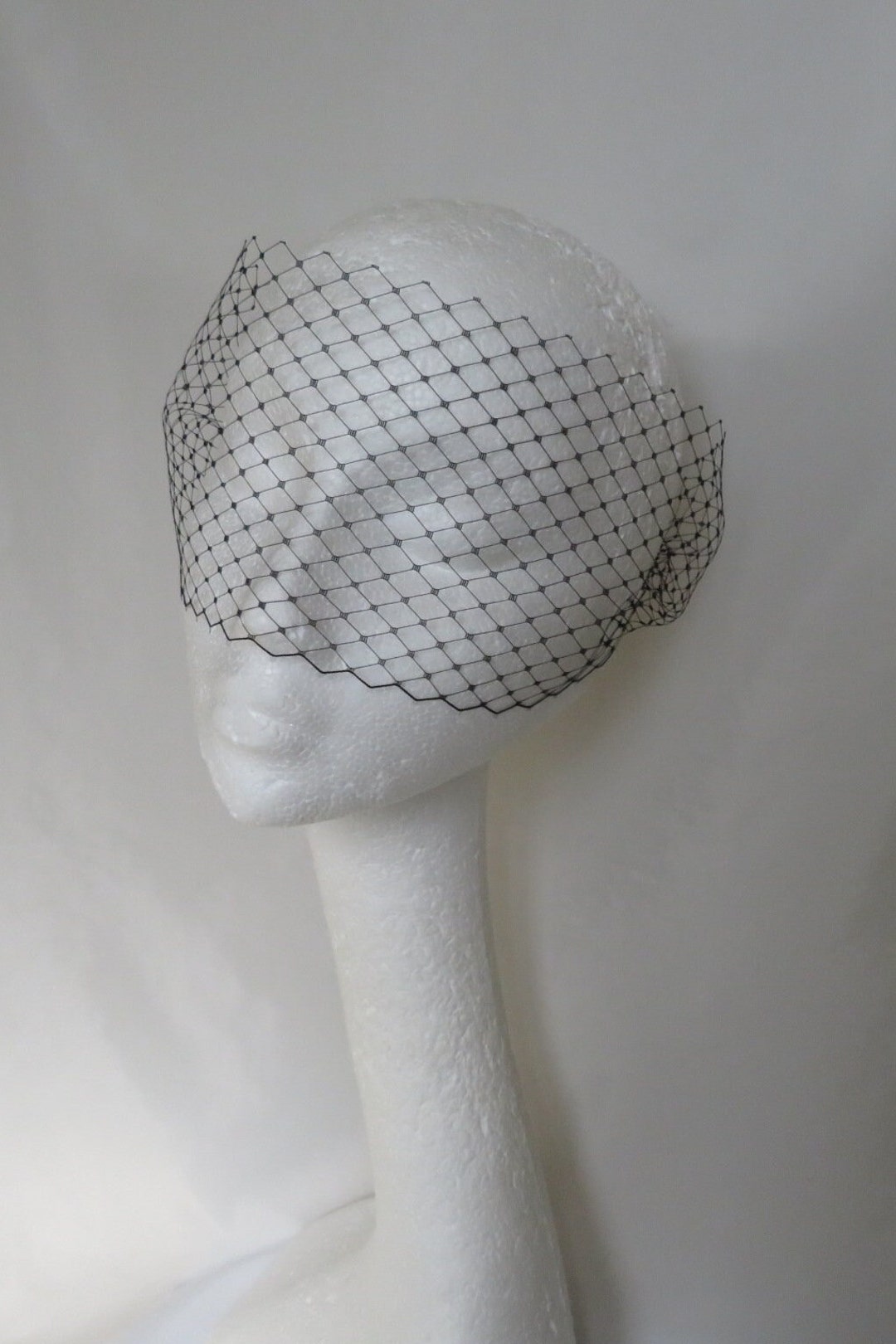 Black Narrow Classic Soft Veiling Bandeau Vintage Eye Veil Gothic ...