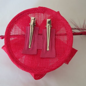 Cerise Pink Fascinator Bright Hot Fuchsia Pinks - Curl Feather Sinamay ...