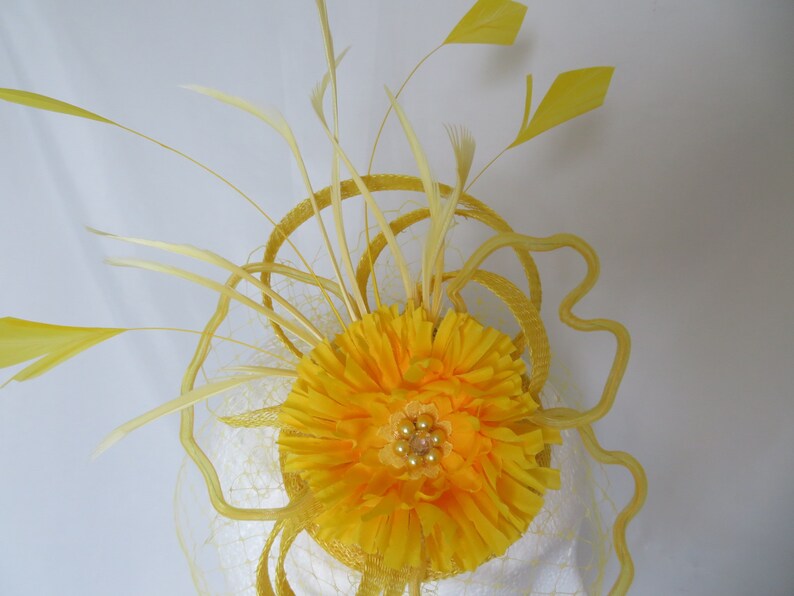 Yellow Bespoke Fascinator Hat Canary Buttercup Daisy Flower Cocktail ...