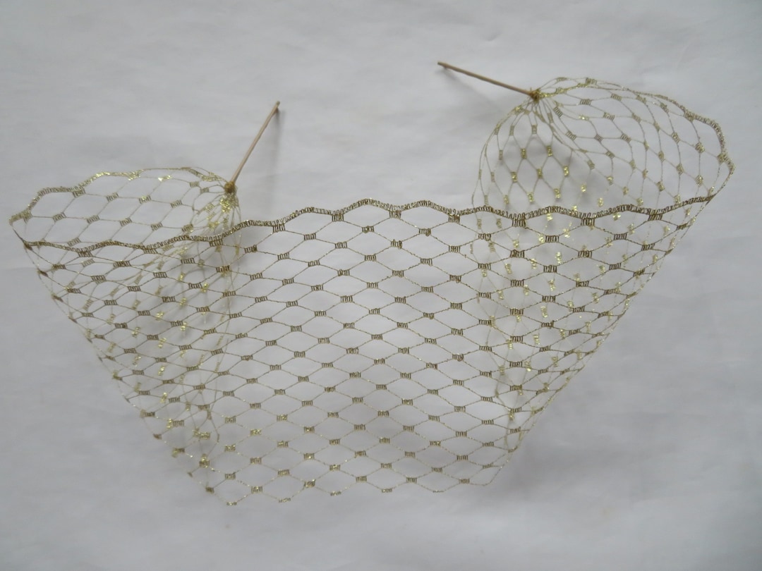 Metallic Gold Narrow Classic Stiff Veiling Bandeau Vintage Eye Veil ...