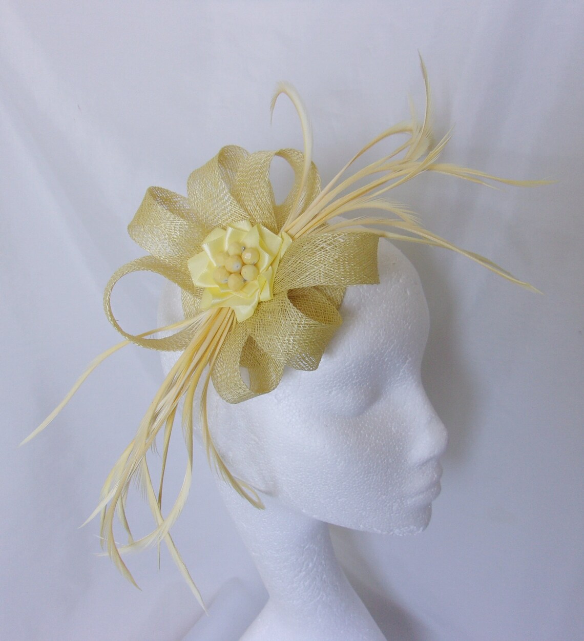 Yellow Fascinator Primrose Lemon Yellows Shades Sinamay Loop | Etsy UK