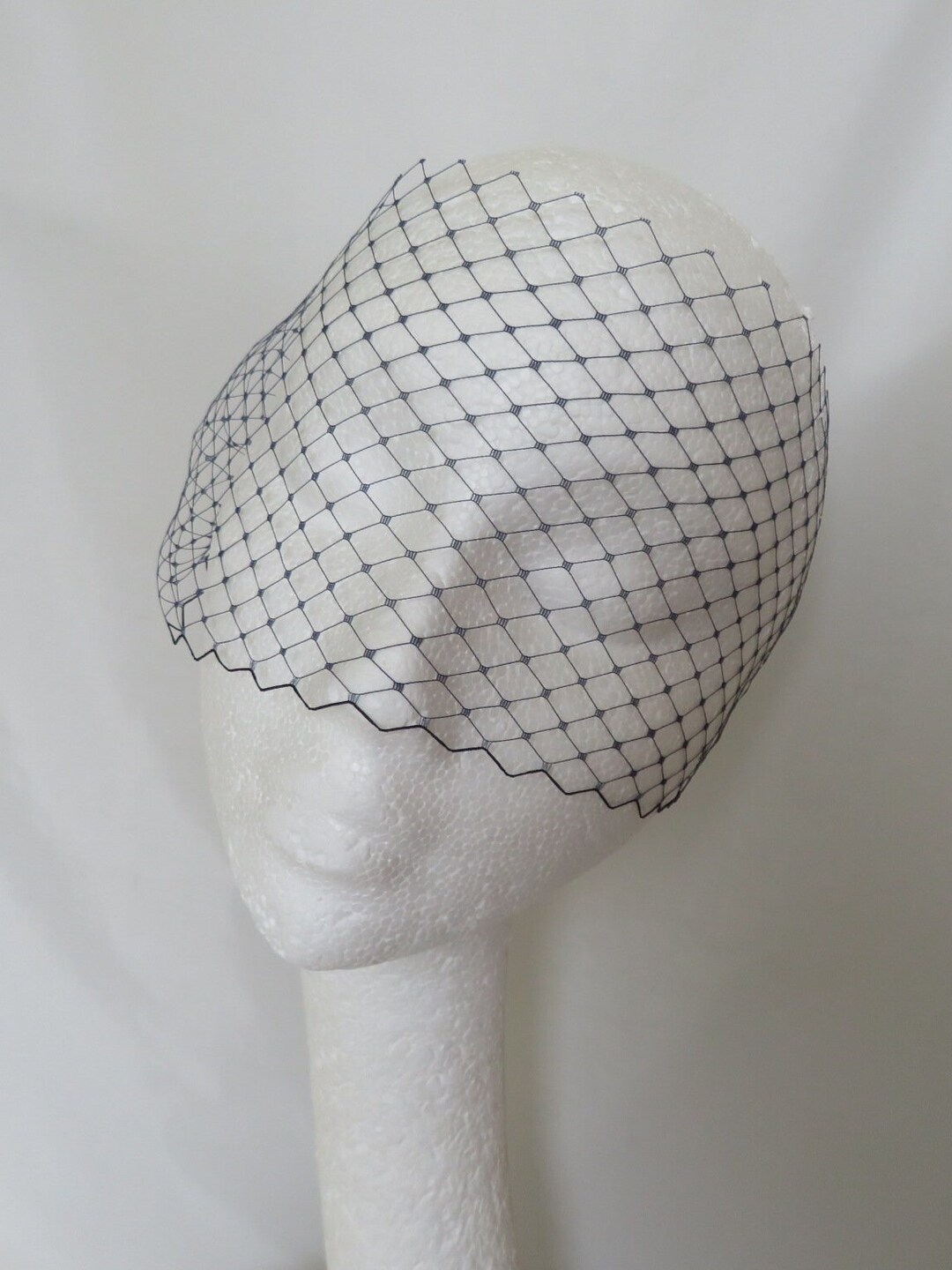 Navy Blue Narrow Classic Soft Veiling Bandeau Vintage Eye Veil Wedding ...