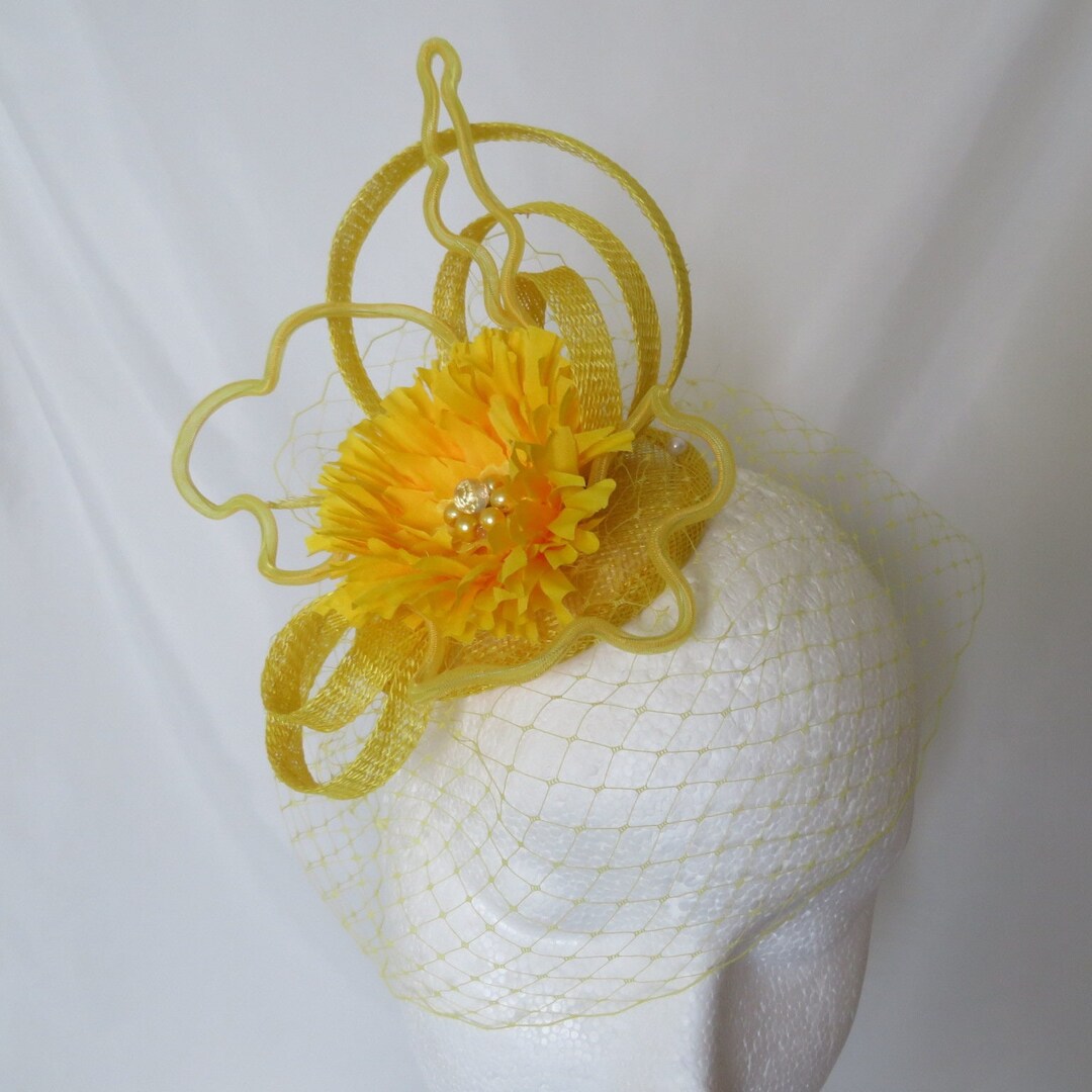 Yellow Bespoke Fascinator Hat Canary Buttercup Daisy Flower Cocktail ...