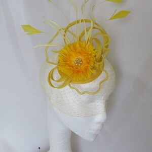 Yellow Bespoke Fascinator Hat Canary Buttercup Daisy Flower Cocktail ...