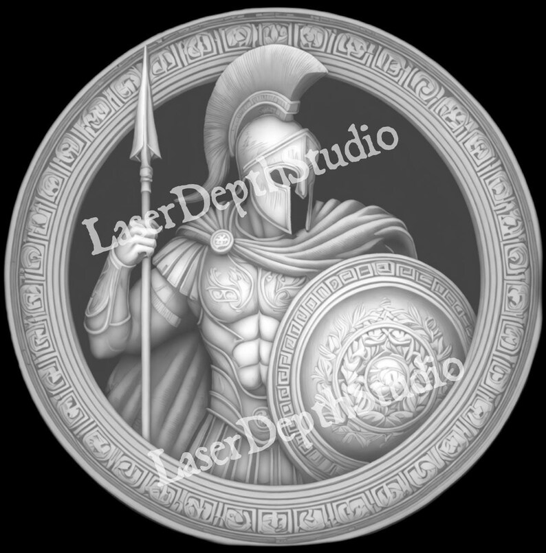 3D Depth Map of Spartan Warrior Laser Engraving File for CNC Machines ...