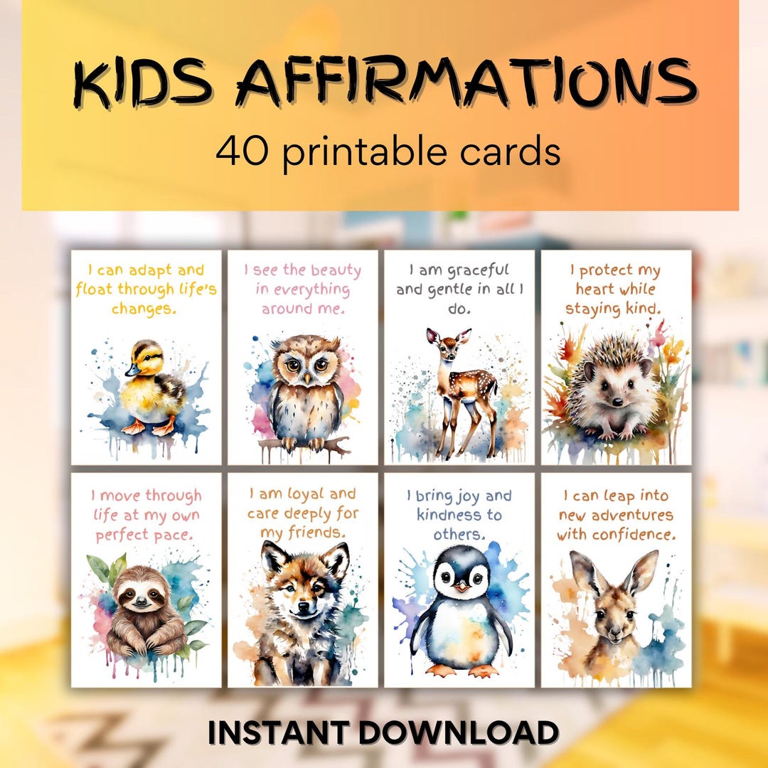 Printable Affirmation Cards for Children Positive Set of 40 Kids ...