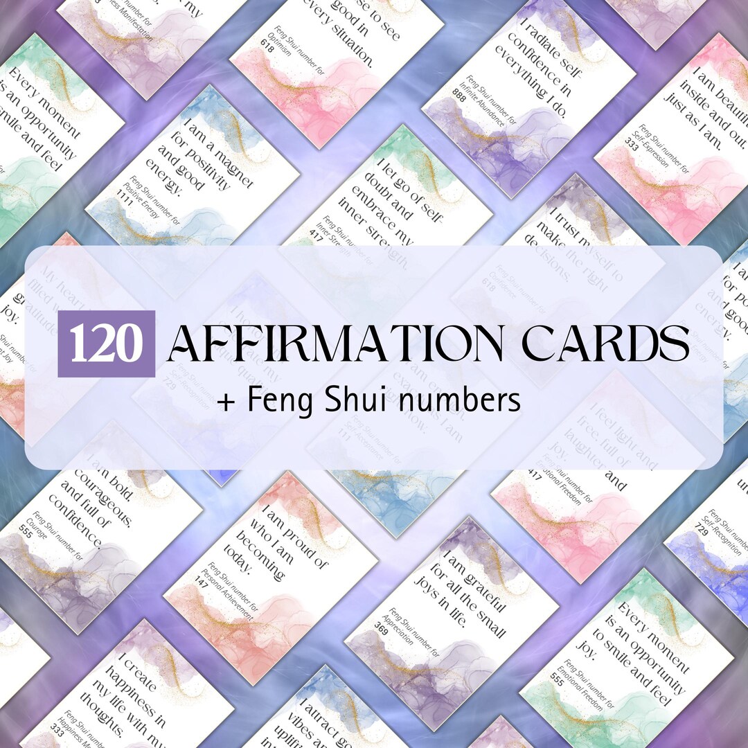 120 Affirmation Cards With Feng Shui Numeric Sequences Attract Positive ...