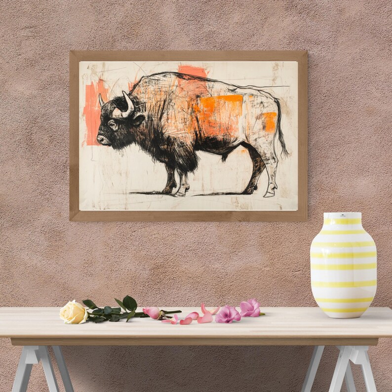 Buffalo Sketch Digital Download | Abstract Wall Art for Home Decor ...