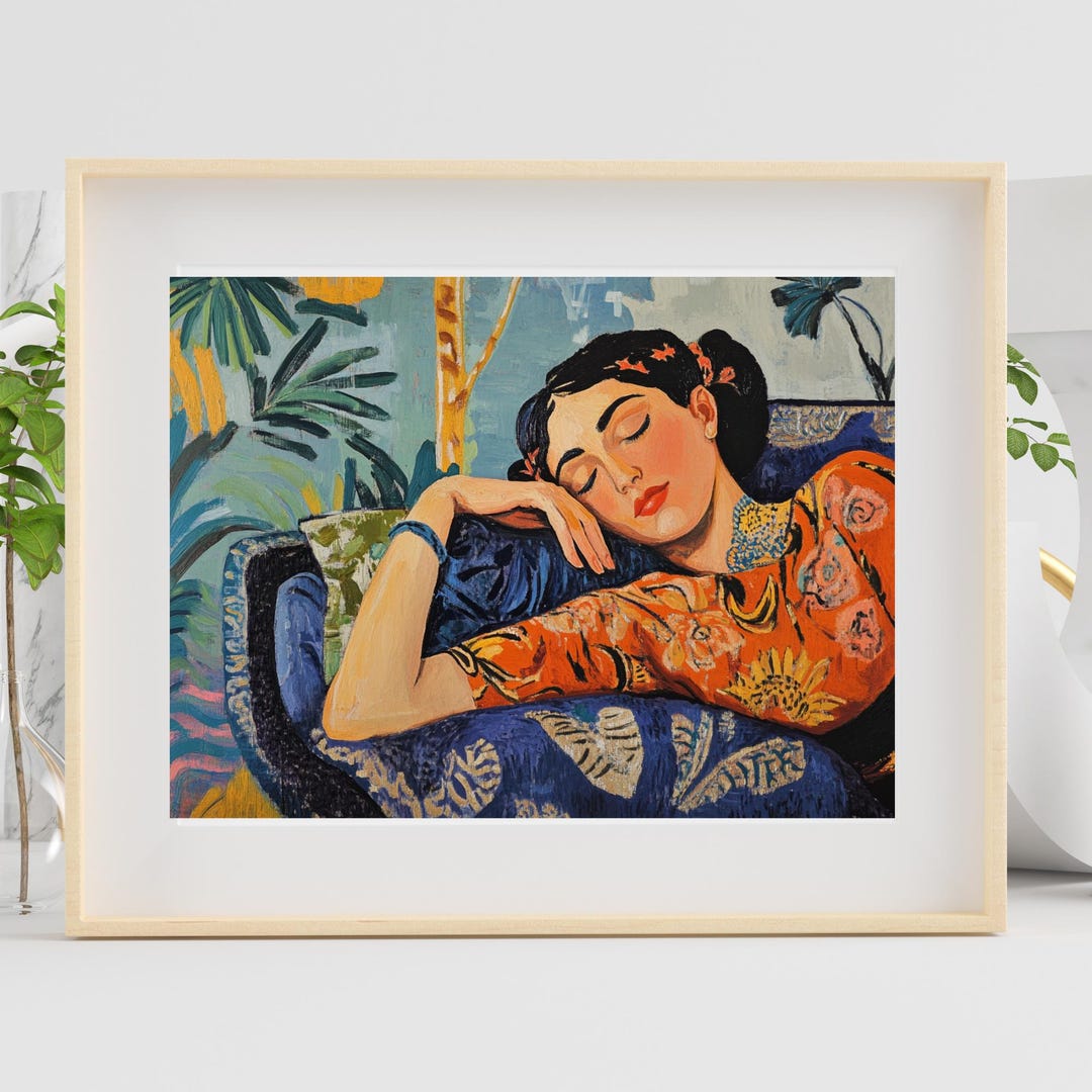 Reclining Woman | Maximalist Wall Art Digital Download | Unique Home ...