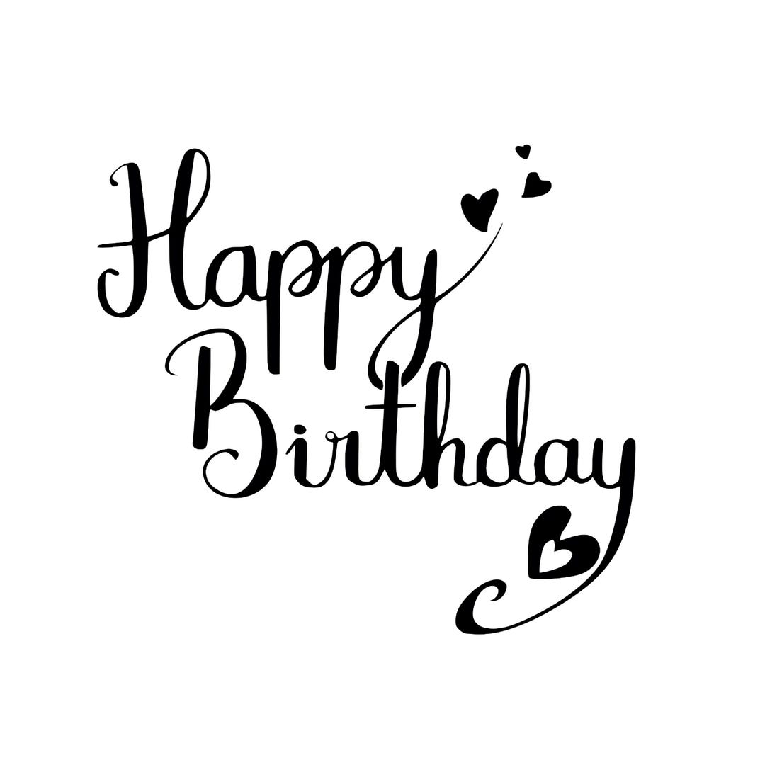 Happy Birthday Text in SVG Format — Minimalist Style, Black Lines ...