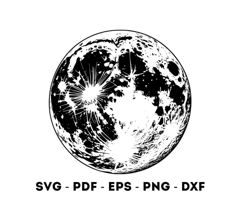 Full Moon Svg, Celestial Clipart, Png Eps Dxf Pdf - Etsy