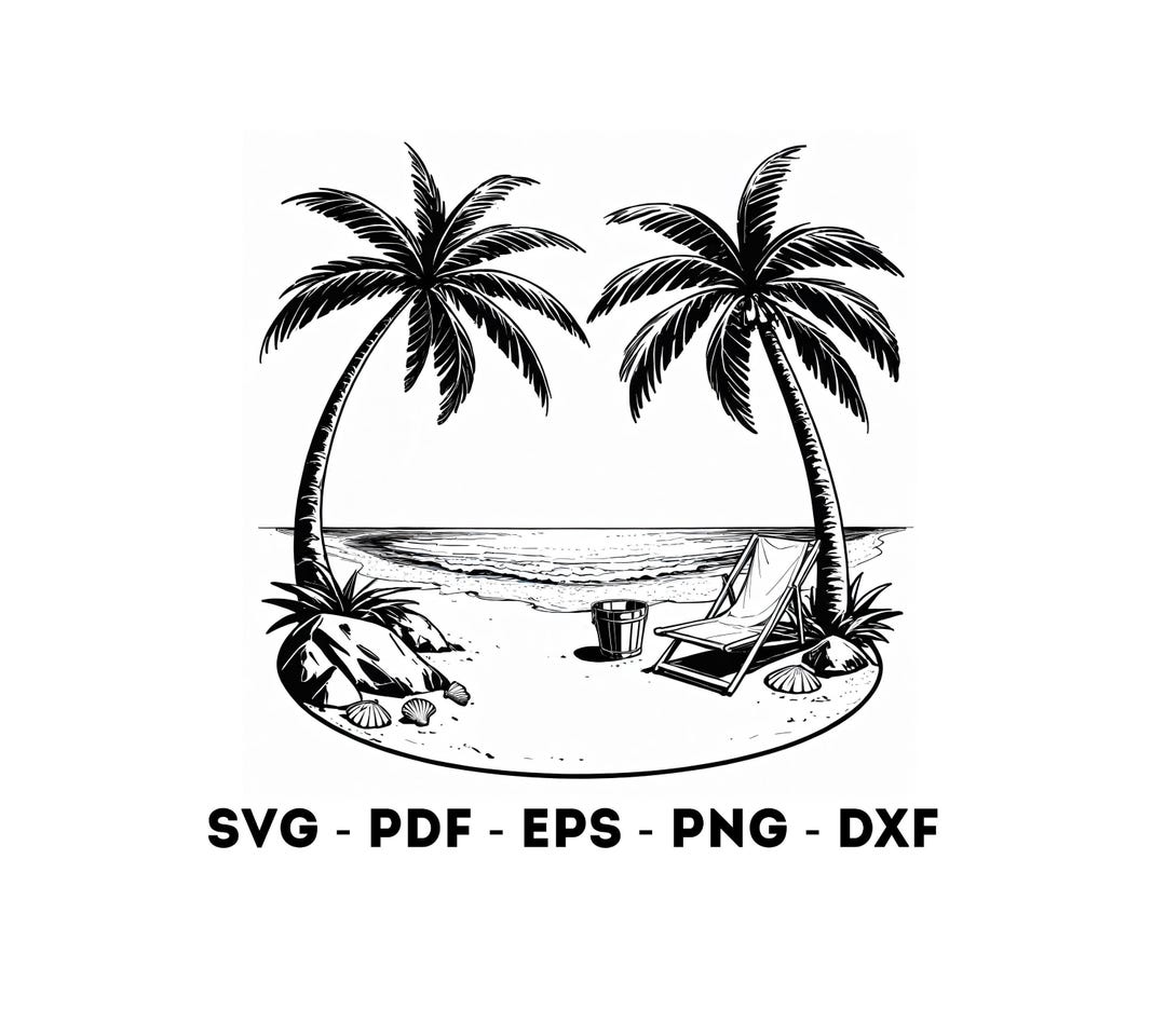 Minimalist Beach Scene Svg Pdf Eps Png Dxf - Etsy
