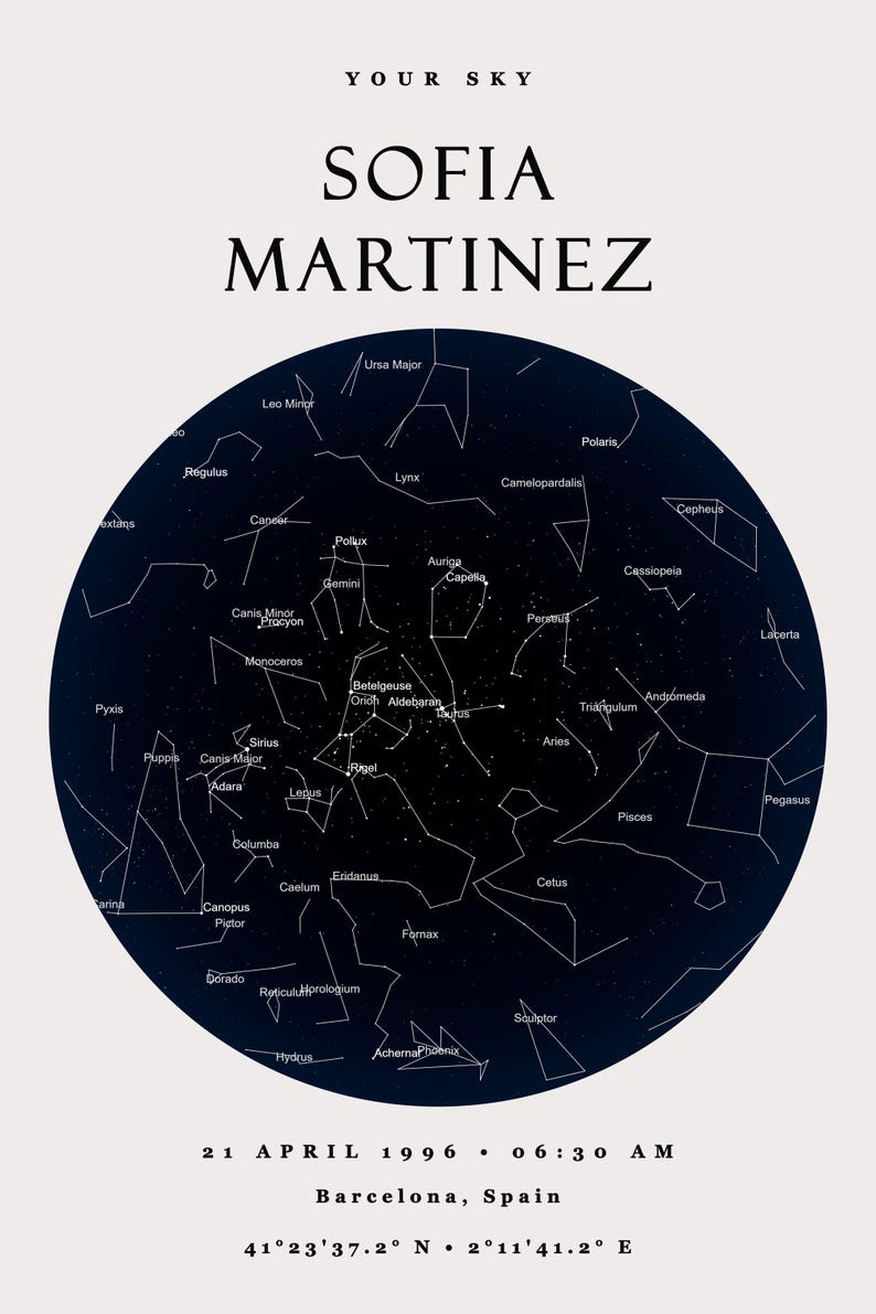 Personalized Star Map Print, Custom Constellation Gift (digital ...