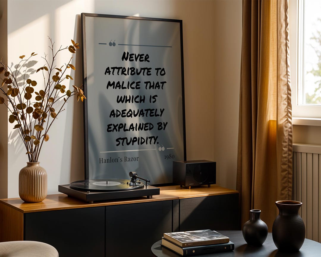 Hanlon’s Razor Poster – Funny Sarcastic Poster Office Humor Logic ...